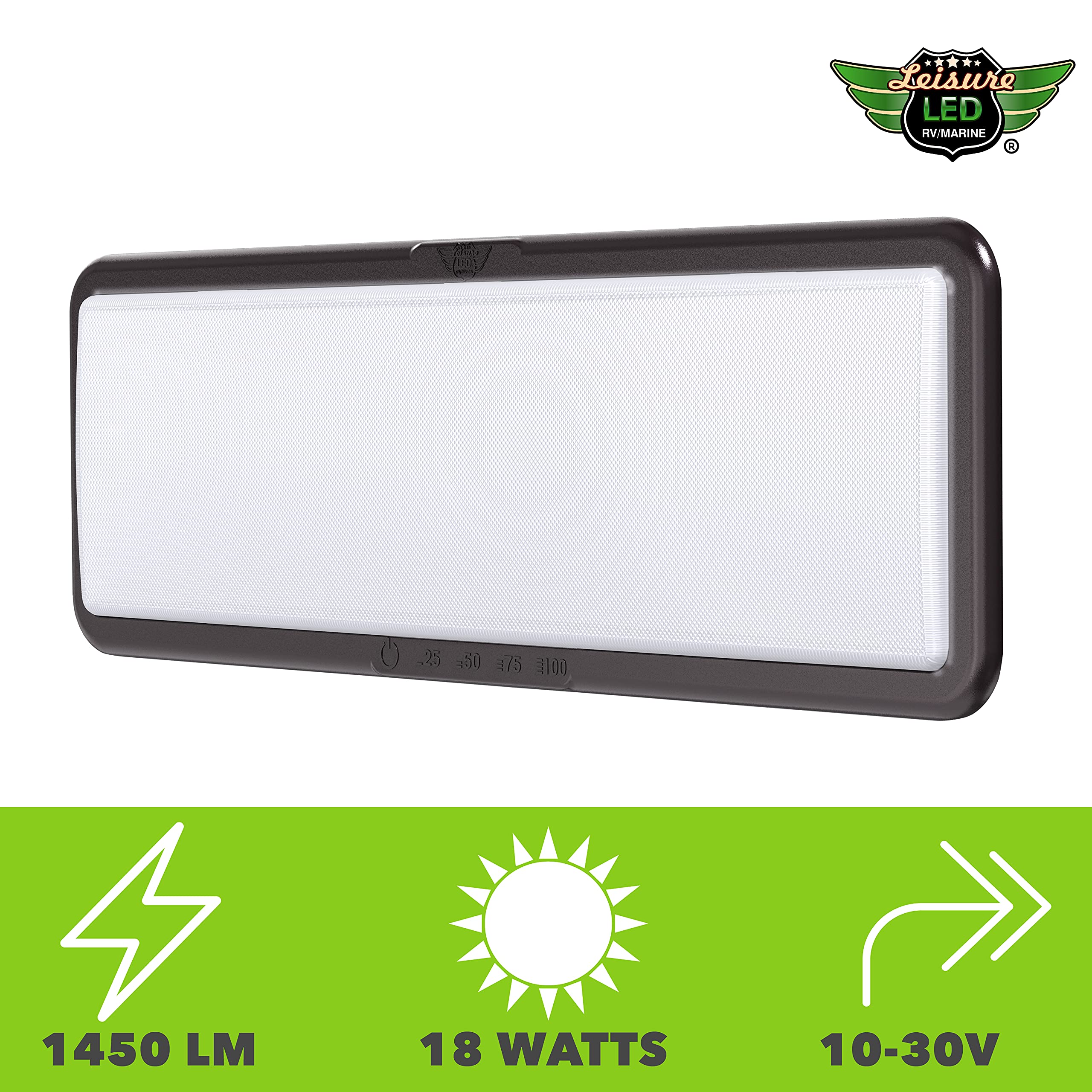 Leisure LED RV LED Ceiling Light Fixture 20" x 6.5" - 1450 Lumen with Touch Dimmer Switch Interior Burnt Bronze Lighting for Car/RV/Trailer/Camper/Boat DC 12V Natural White 4000-4500K (2-Pack)