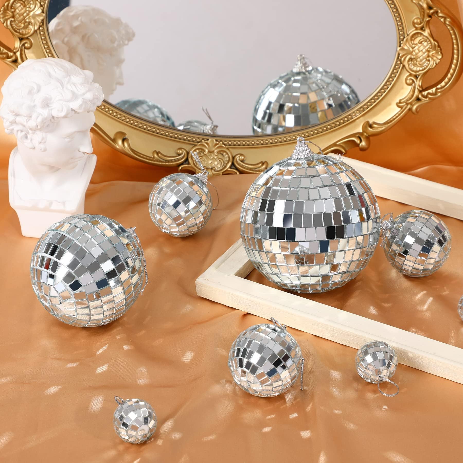 MARFOREVER 40 PCS Mini Mirror Disco Balls 2 Inches Reflective Mirror Ball Ornaments Small Disco Ball Silver Hanging Ball for Christmas Easter Tree Party Home Decorations
