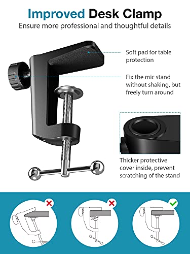 InnoGear Microphone Stand, Upgraded Mic Stand Max Load 4.0 lb Boom Scissor Arm Stand with Windscreen, Pop Filter, 3/8" to 5/8" Screw Adapter, Mic Clip and Cable Ties for Blue Yeti and Other Mic