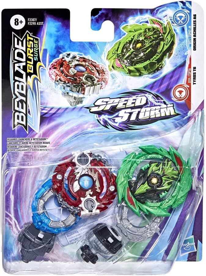 Hasbro Beyblade Burst Surge Speed Storm Twin Pack Origin Achilles A6 and Tyros T6