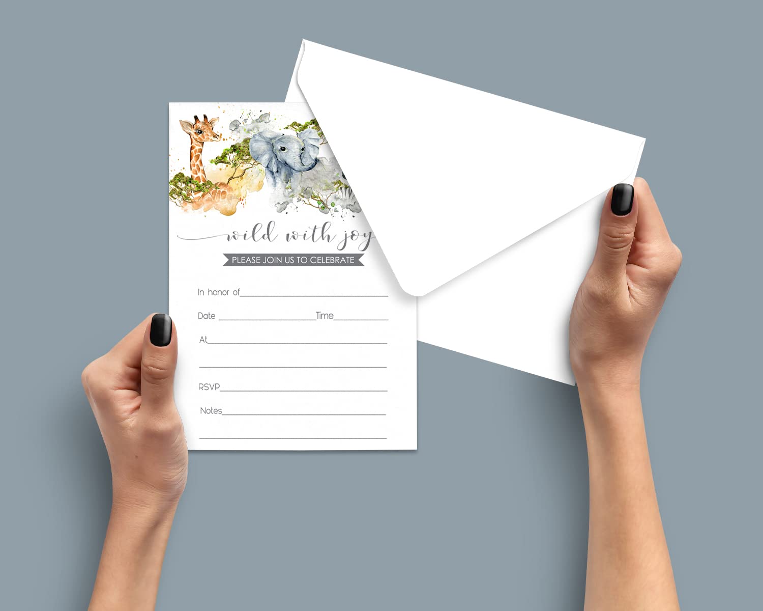 Jungle Baby Shower Invitation Bundle (25 Guests) Pack Includes Blank Invites with Envelopes for Boys or Girls, Diaper Raffle Insert and Bring a Book Cards Set – Royal Safari Theme Gender Reveal