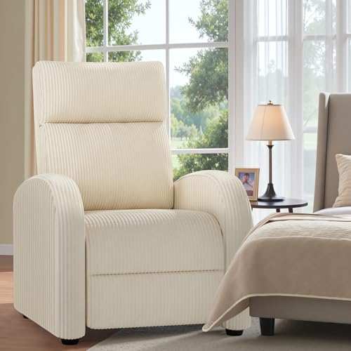 YESHOMY Recliner Chair for Adults, Adjustable Modern Single Sofa with Padded Seat Backrest for Living Room, with Lumbar Support, Beige