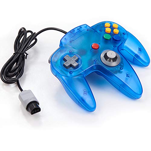 KIWITATA Classic N64 Controller, Retro N64 Wired Game Pad Joystick Remote Controller for N64 System Video Games Console Clear Blue
