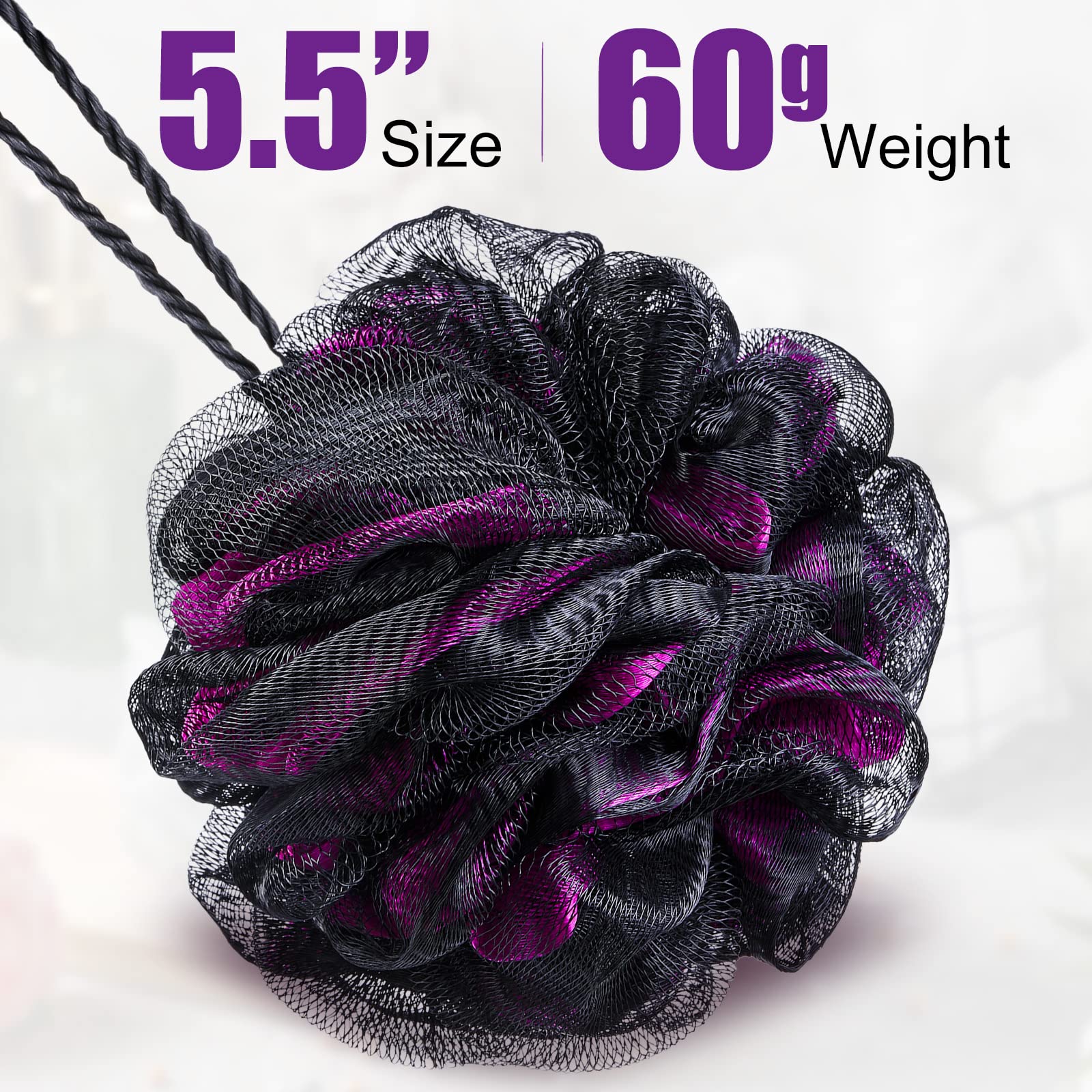 Shellwei 32 Pcs Bath Sponge Shower Loofahs Bulk 60 g Charcoal Body Shower Sponge Large Mesh Puff Soft Scrubber for Men and Women Exfoliating Shower Pouf Balls with Bathing Accessories (Fresh Color)