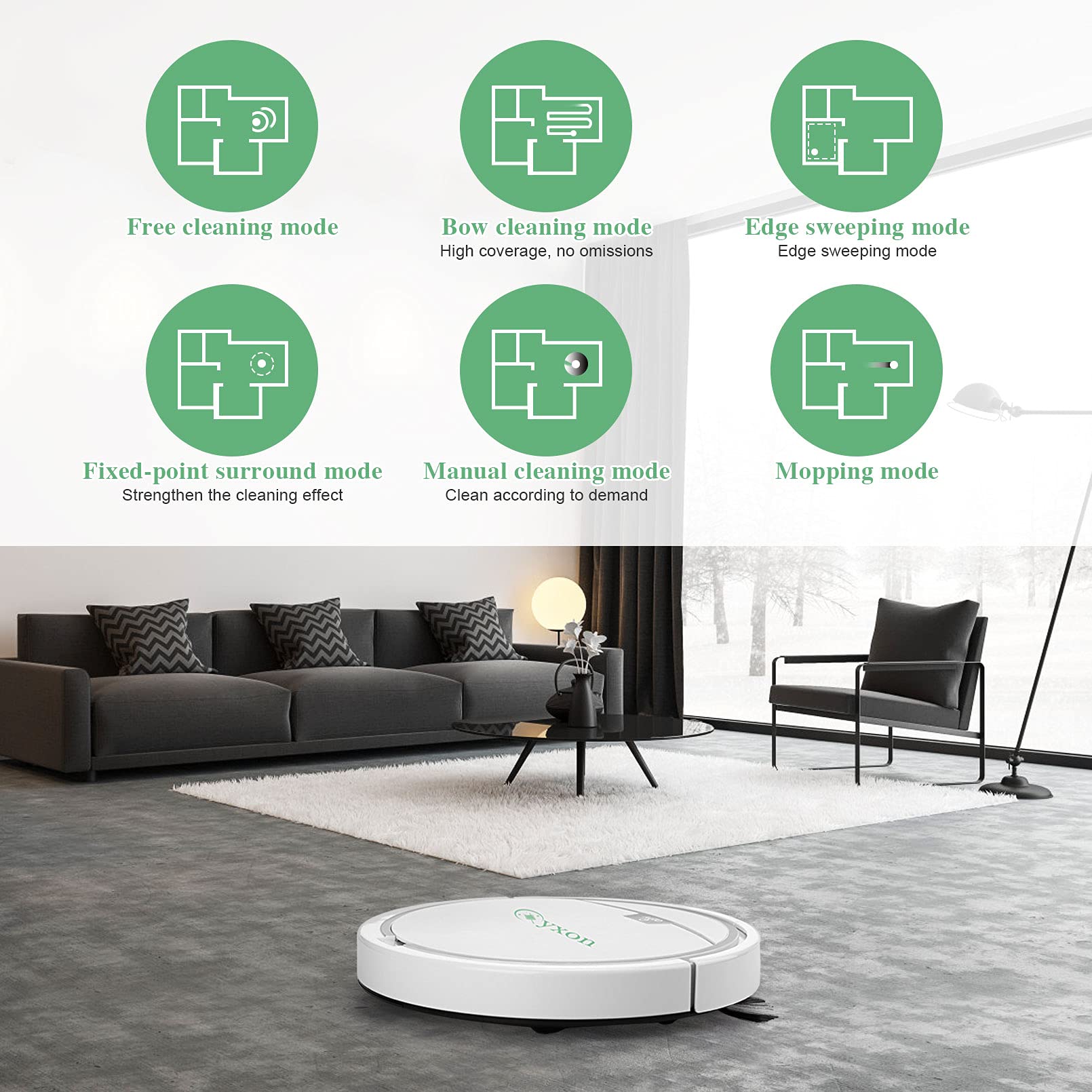 Holulo Robot Vacuum Cleaner,2800Pa Strong Suction RoboVac Moping Robot Fall Protection Sweeper W/ 6X mops for Pet Hair Wood Floor, Tile Floor, Carpet