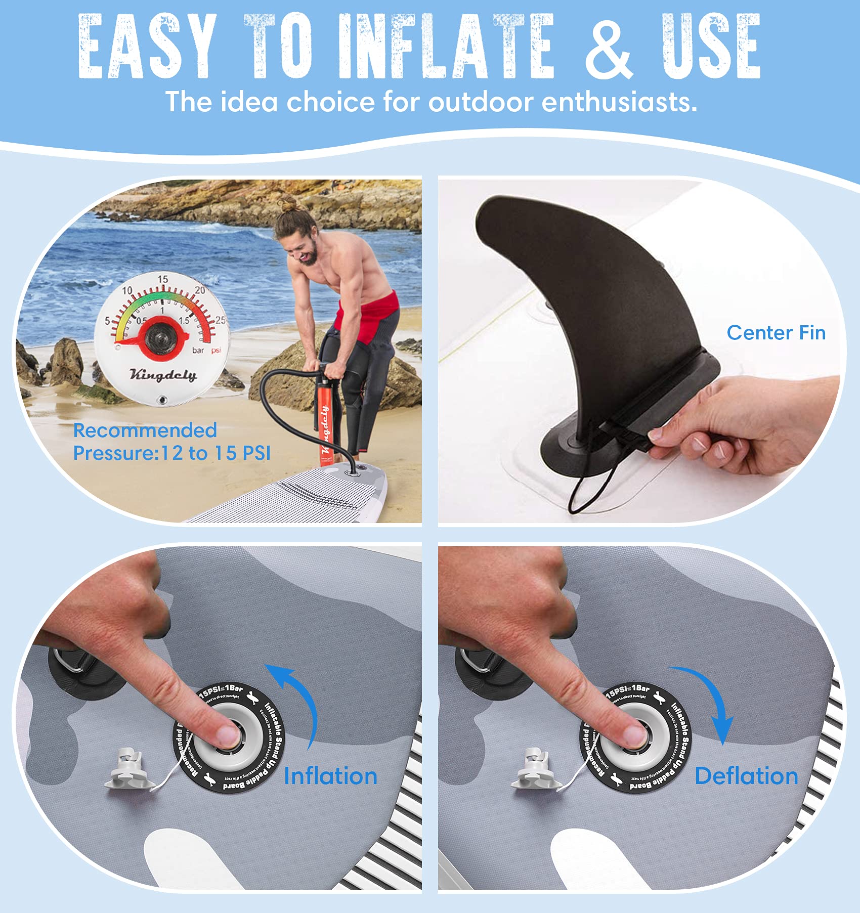 Inflatable Stand Up Paddle Board (6 inches Thick), SUP Paddle Board with Durable Backpack for beginners, Wide Stance, Non-Slip Deck, Surf Control, Paddle, Leash and Pump,10.6ft Gray Sup PaddleBoard