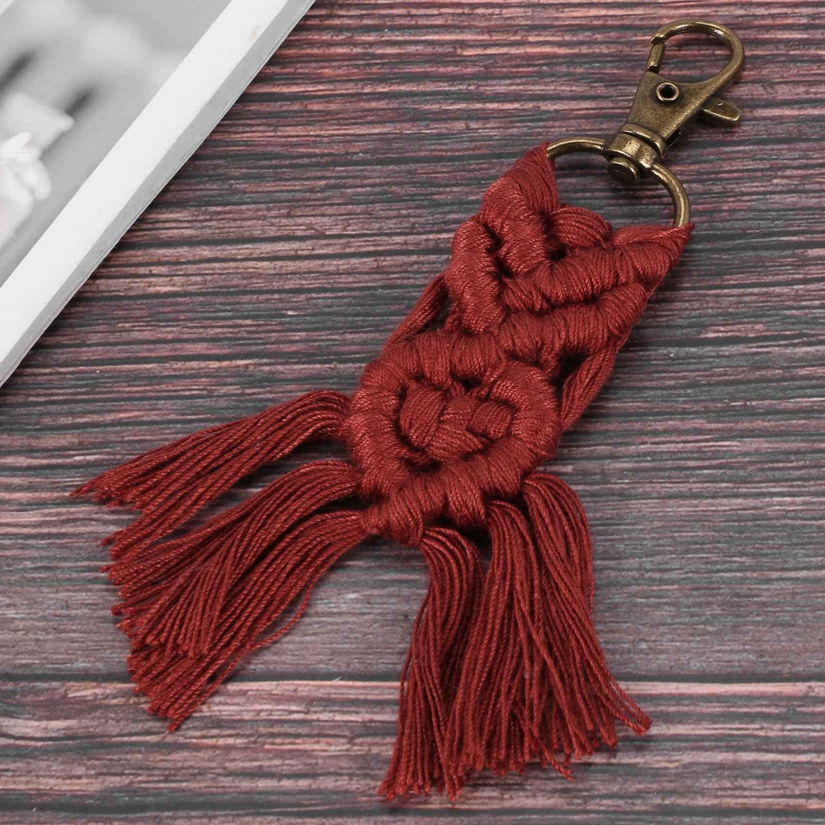 Laiaouay 11 Pcs Macrame Keychains Boho Woven Key with Tassels for Car Key Bag Pendant Purse Charm Unique Gift, Multicolor, 2.5 x 13cm