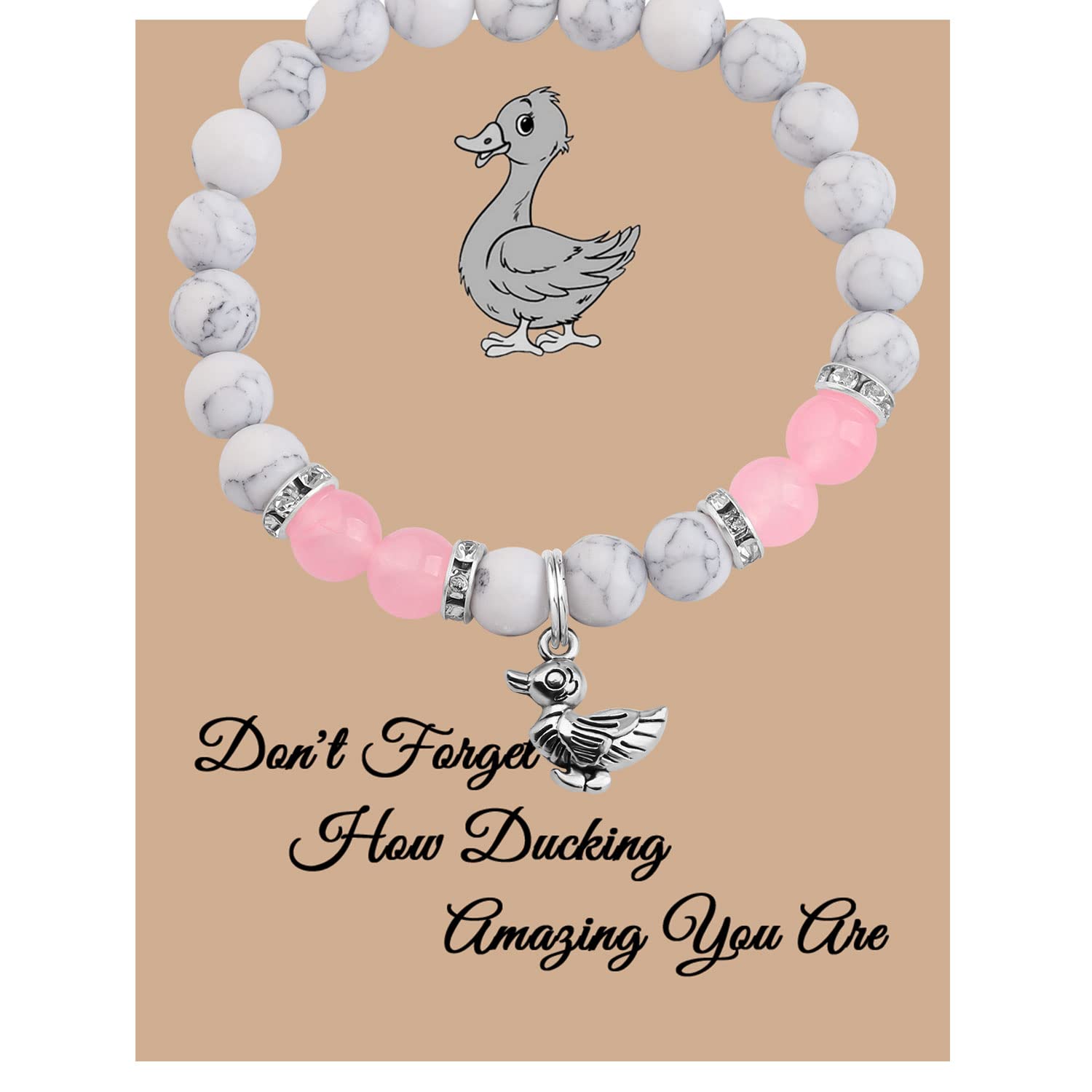 MAOFAED Duck Gift Duck Gemstone Beaded Healing Bracelet Don’t Forget How Ducking Amazing You Are (ducking amazing bead)