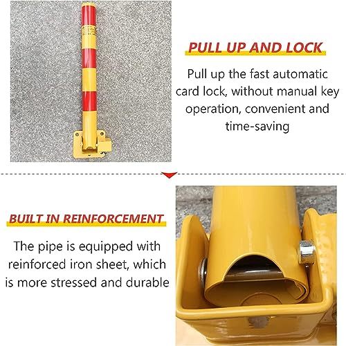 TzUfa Car Parking Space Lock Bollard, High Visibility Yellow and Red Lockable Fold Down Car Parking Barrier Post, Private Car Park Driveway Guard Saver Blocker with Locking Base (Color : Red)