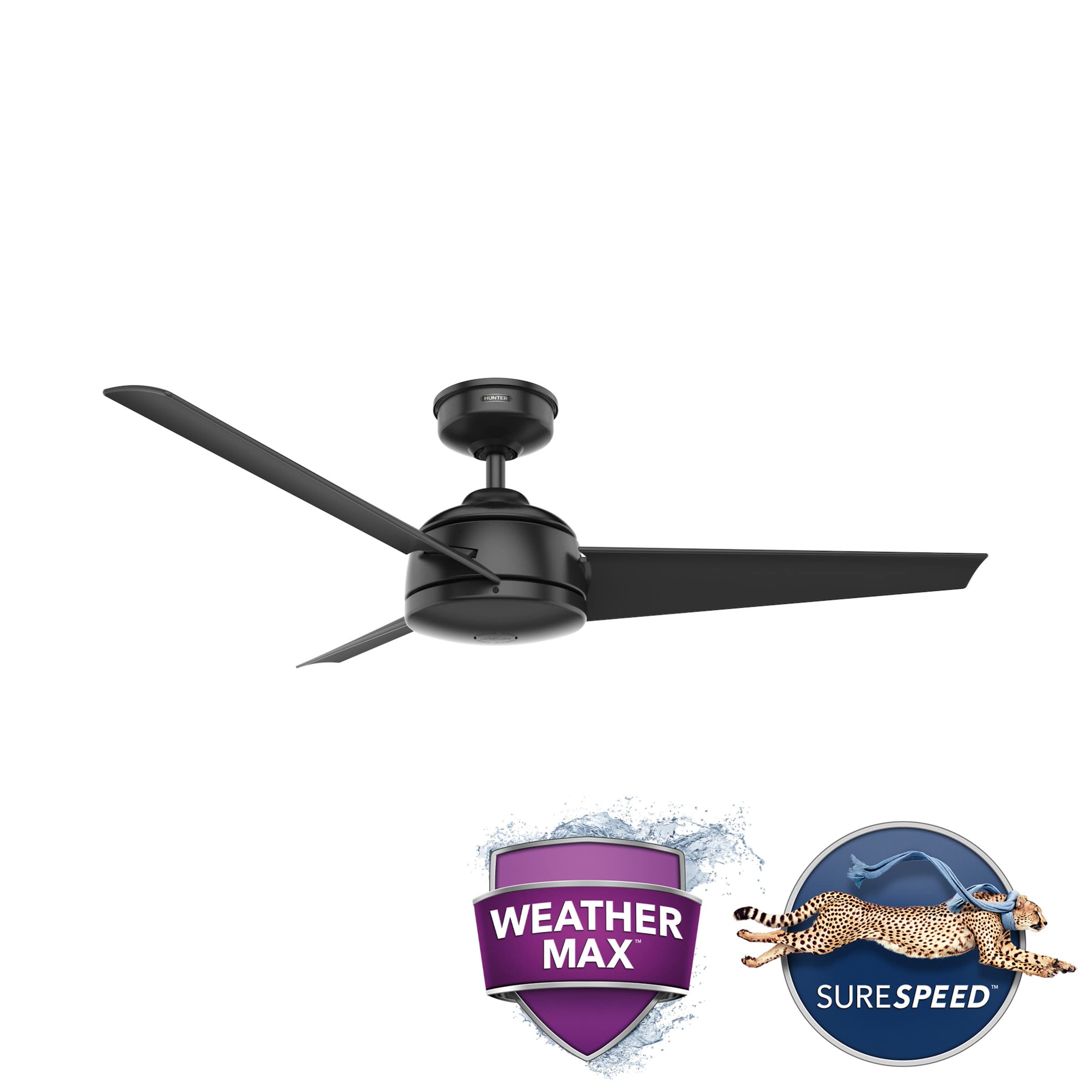 Hunter Fan Company 59609 Trimaran Ceiling Fan, 52, Matte Black Finish