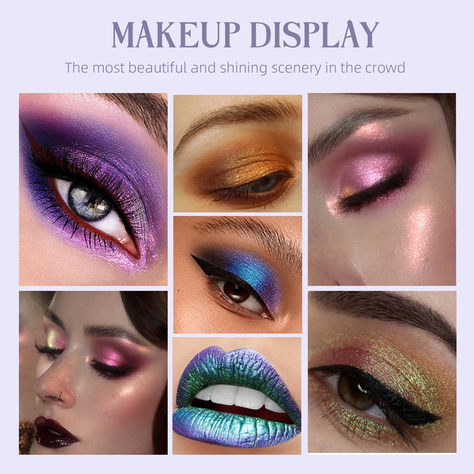 HOSAILY Chameleon Eyeshadow Liquid Glitter Eyeshadow, 5 Colors Shimmer Metallic Intense Color Shifting Multi-chrome Liquid Eyeshadow Long Lasting Quick Dry High Pigmented Holographic Shiny Eye Makeup Set