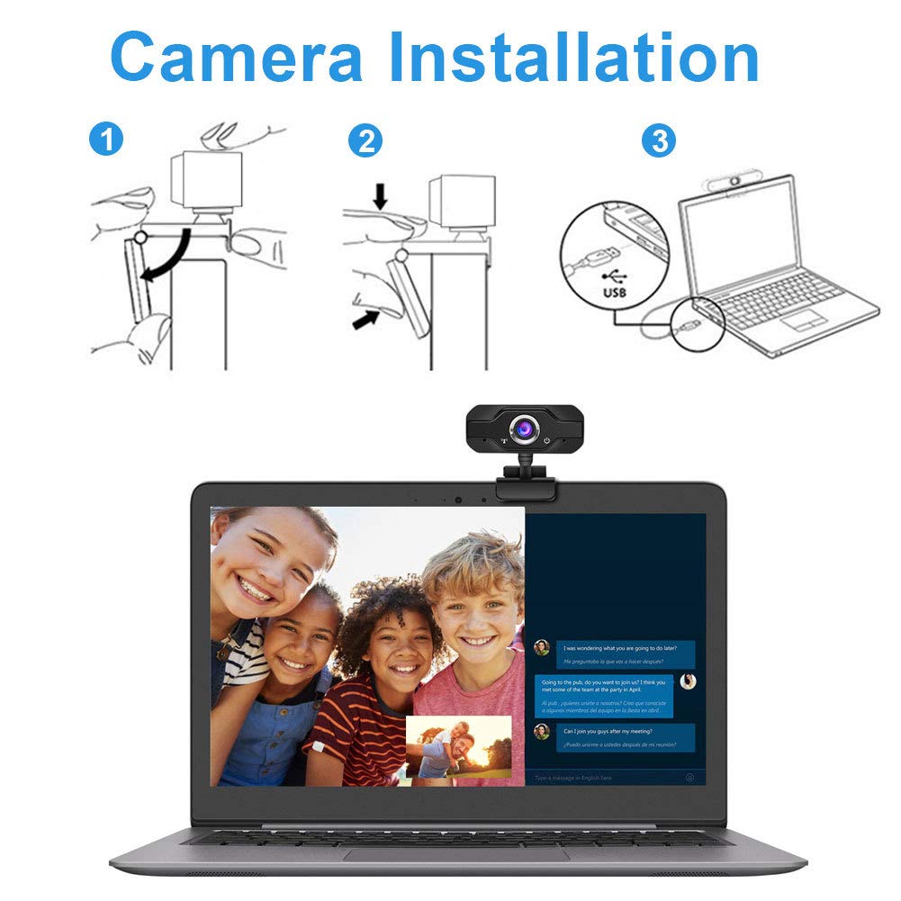 hutishop2020 1080P Autofocus Webcam with Micphone for Computing Machine Computer Live Video Black