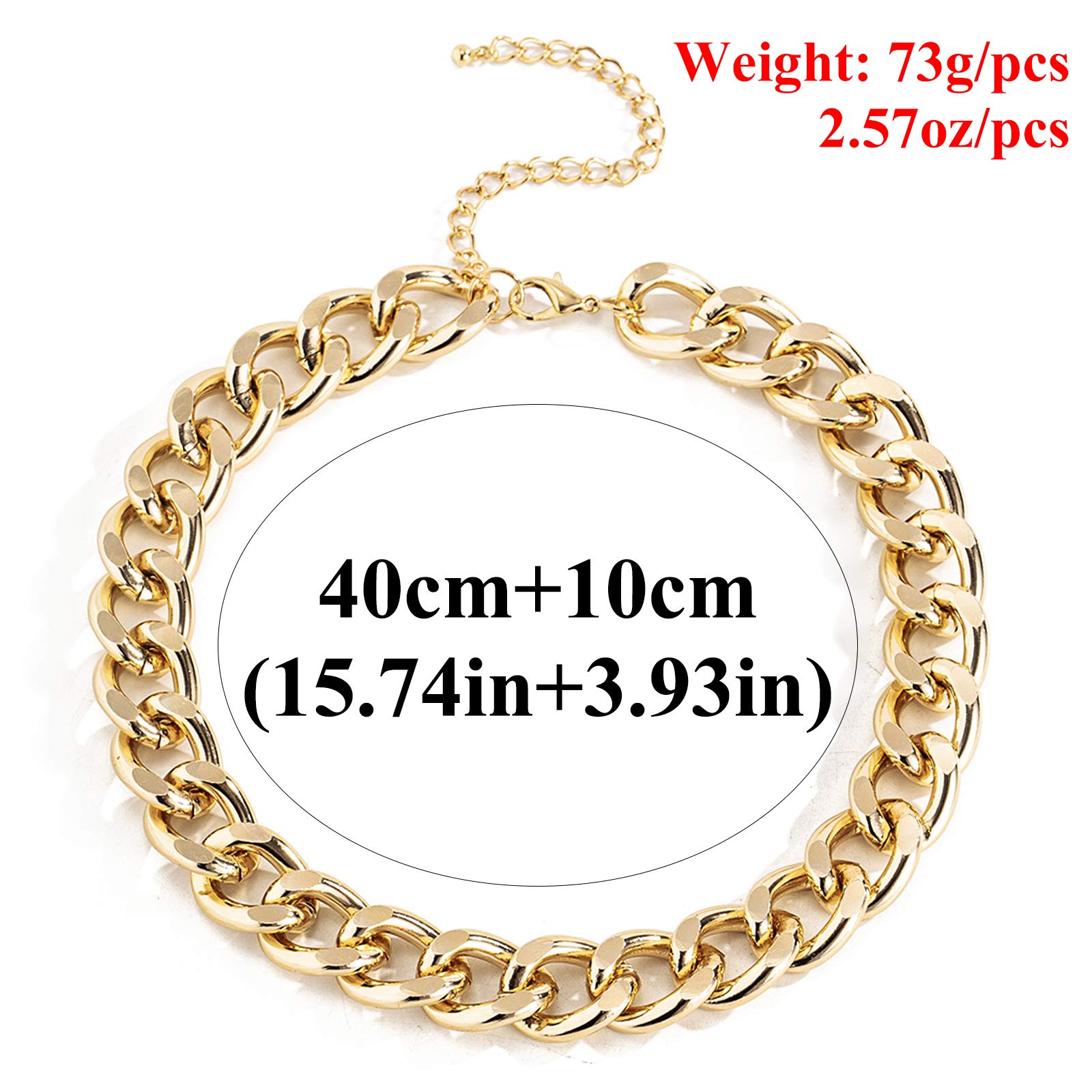 Ingemark Cuban Chunky Link Chain Choker Unisex Punk Style Thick Wide Necklace Jewelry (S3 Golden)