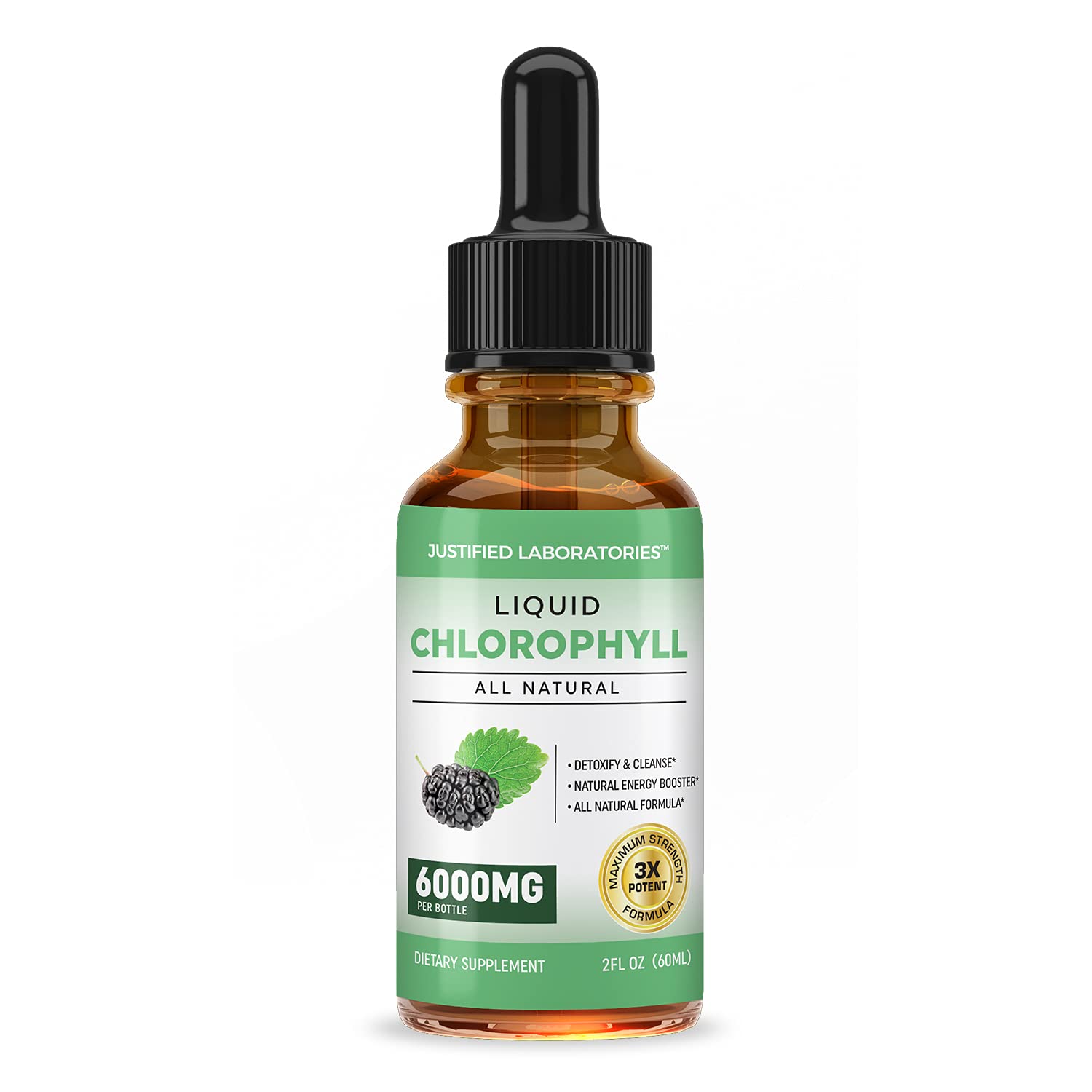 Justified Laboratories (3 Pack) Liquid Chlorophyll Drops Maximum Strength 6000MG Concentrate Packed Antioxidants Minerals and Vitamins 120 Servings Per Bottle