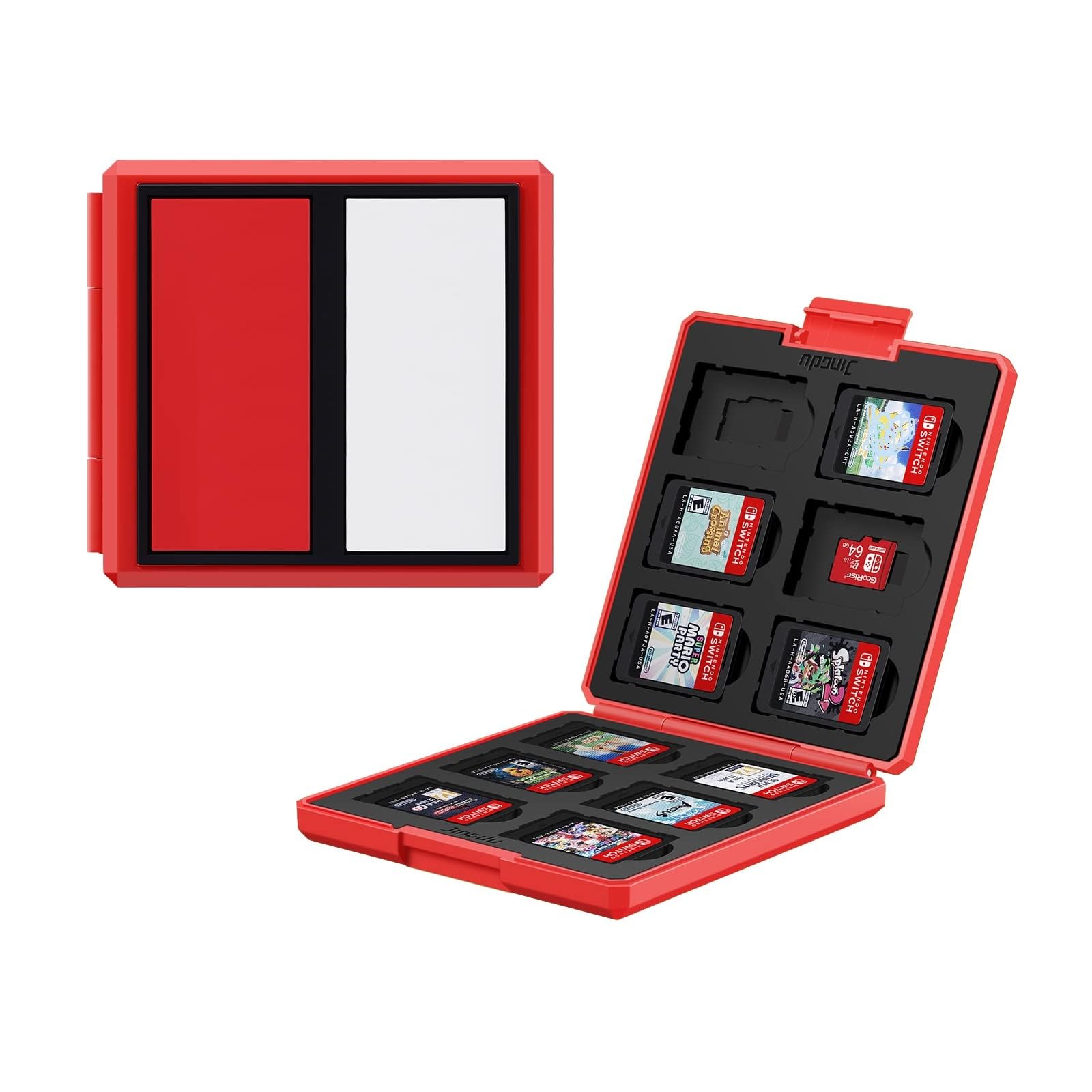 JINGDU Switch Game Case for Switch, Portable Hard Shell Box, Protective Shockproof Cartridge Holder Organizer with 12 Cart Slots for Switch/Lite/OLED, Mushroom