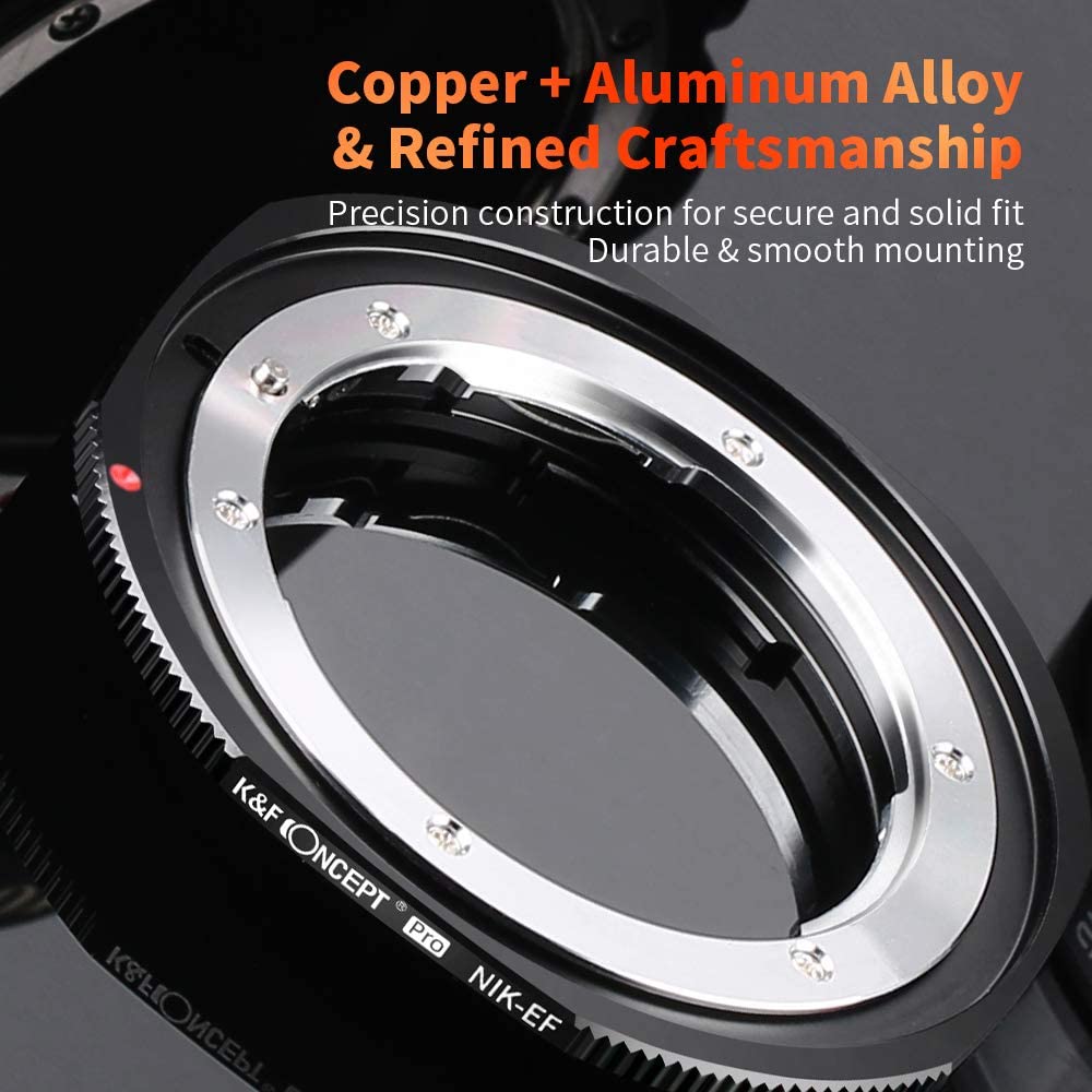 K&F Concept Updated NIK to EOS Adapter, Manual Lens Mount Adapter for Nikon F/AI Mount Lens and Canon EOS EF EF-S Mount Camera