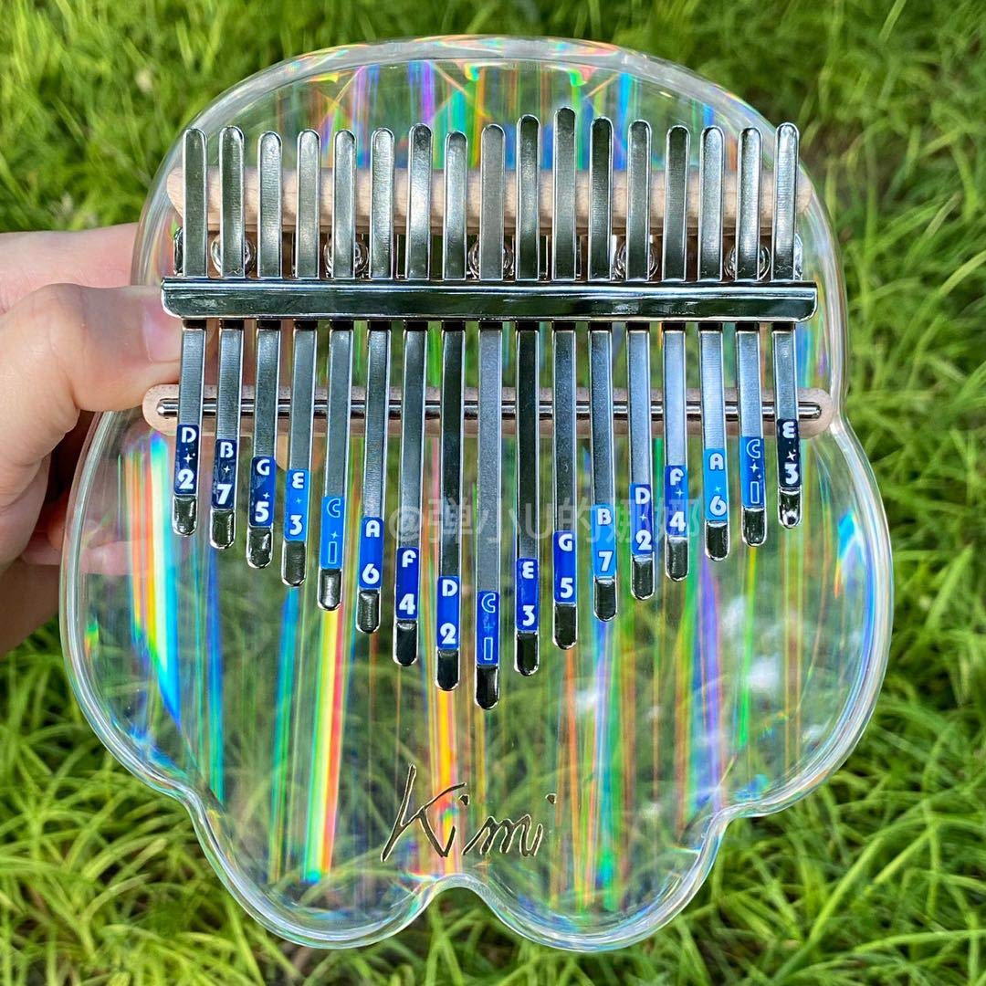 KIMI 17-Key Rainbow cat paw Kalimba 17-Key Thumb Piano Transparent Acrylic Material with Carry Bag