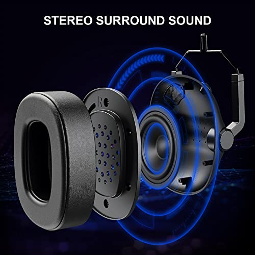 Jeecoo J50 Stereo Gaming Headset with Clear Microphone, Folding Gaming Headphones Lightweight Portable Compatible for PS4 PS5 Xbox One PC & Laptop Computer