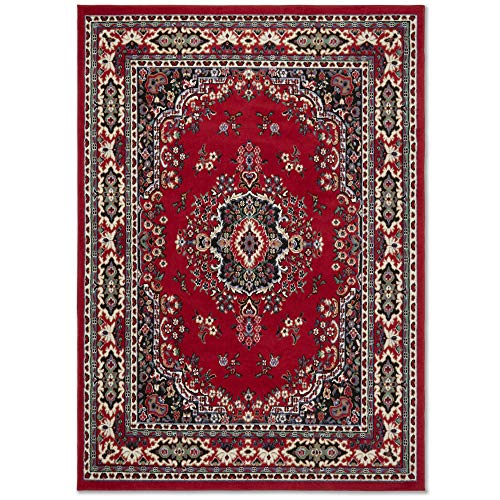Home Dynamix Premium Sakarya Traditional Medallion Border Area Rug, Claret, 7'8"x10'7" Rectangle