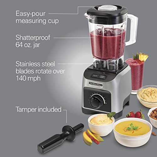 Hamilton Beach Professional 1800W Blender with 64oz BPA Free Jar, Variable Speed Dial for Puree, Ice Crush, Shakes and Smoothies, Silver (58800)