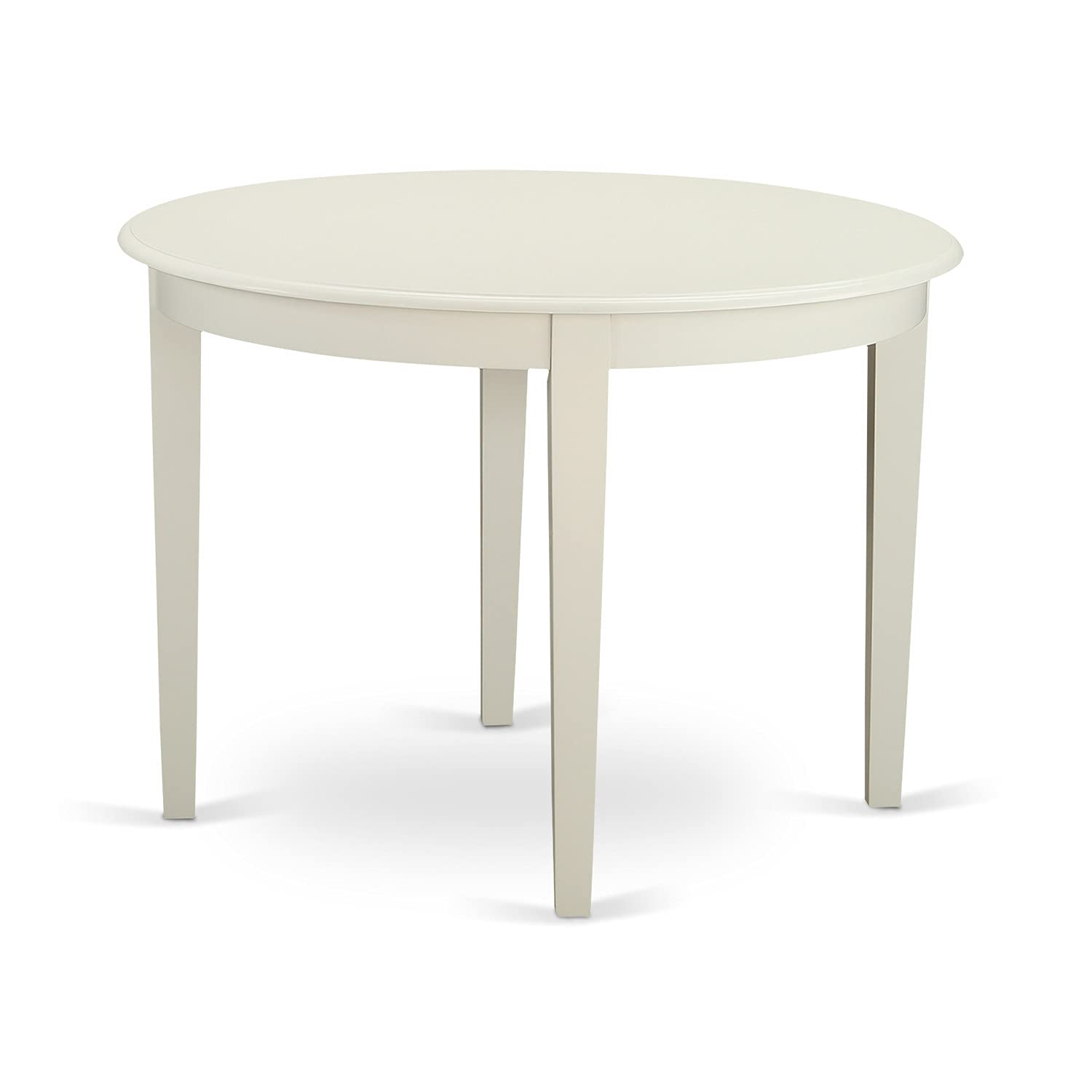 HomeStock Classic Comfort 5-Pc Table and Chairs Dining Set Included A Round Dining Table & 4 Kitchen Chairs, Doeskin Linen Fabric Parson Chairs Seat with Rubber Wood Legs, Linen White Finish