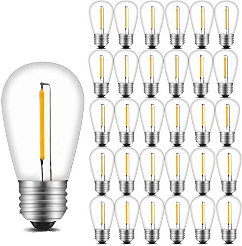 INNOCCY Edison LED S14 Light Bulbs 1W 140 Lumen 2700K Soft-warm Vintage Style Waterproof Bulb Perfect for Outdoor String Lights 30 Pack