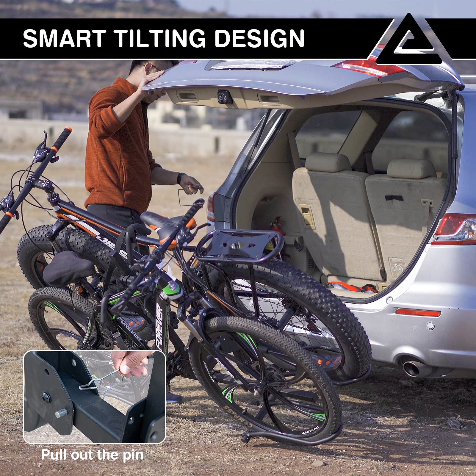 Leader Accessories 2-Bike Platform Style Hitch Mount Bike Rack, Tray Style Bicycle Carrier Racks Foldable Rack for Cars, Trucks, SUV and Minivans with 2" Hitch Receiver - Quick Hitch Pins Design