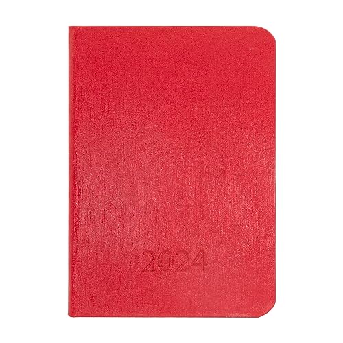 Idena 11043 Pocket Diary 2024, DIN A7, Red, 168 Pages, Daily Planner, Week to View
