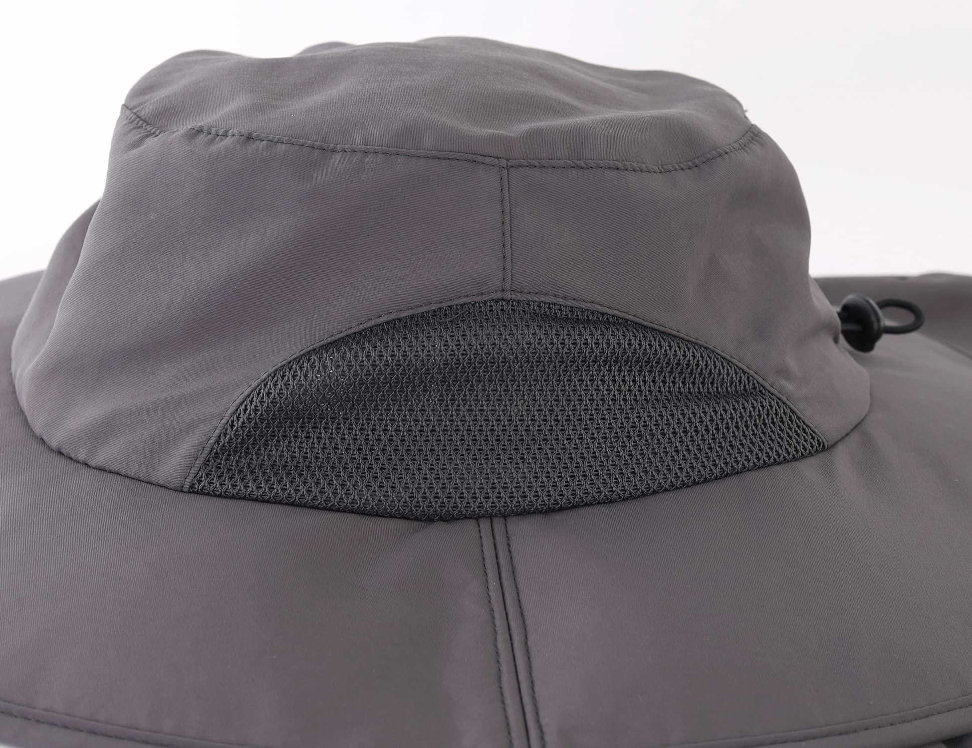 Home Prefer Mens UPF50+ Sun Hat Large Brim Fishing Hat with Neck Flap Summer Beach UV Protection Hat Dark Grey