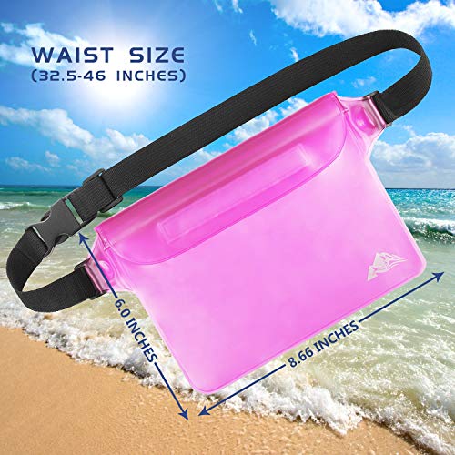 HEETA Waterproof Pouch, Screen Touch Sensitive Waterproof Bag Black & Pink L Bundle with 3-Pack Clear Waterproof Dry Bag