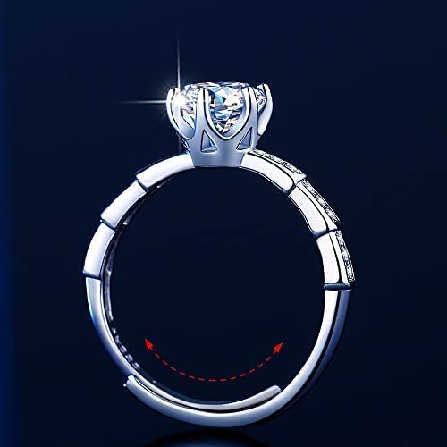 LAURRY 18K 925 Sterling Silver Engagement 1 Ct Moissanite Rings - Premium Quality - Size Adjustable