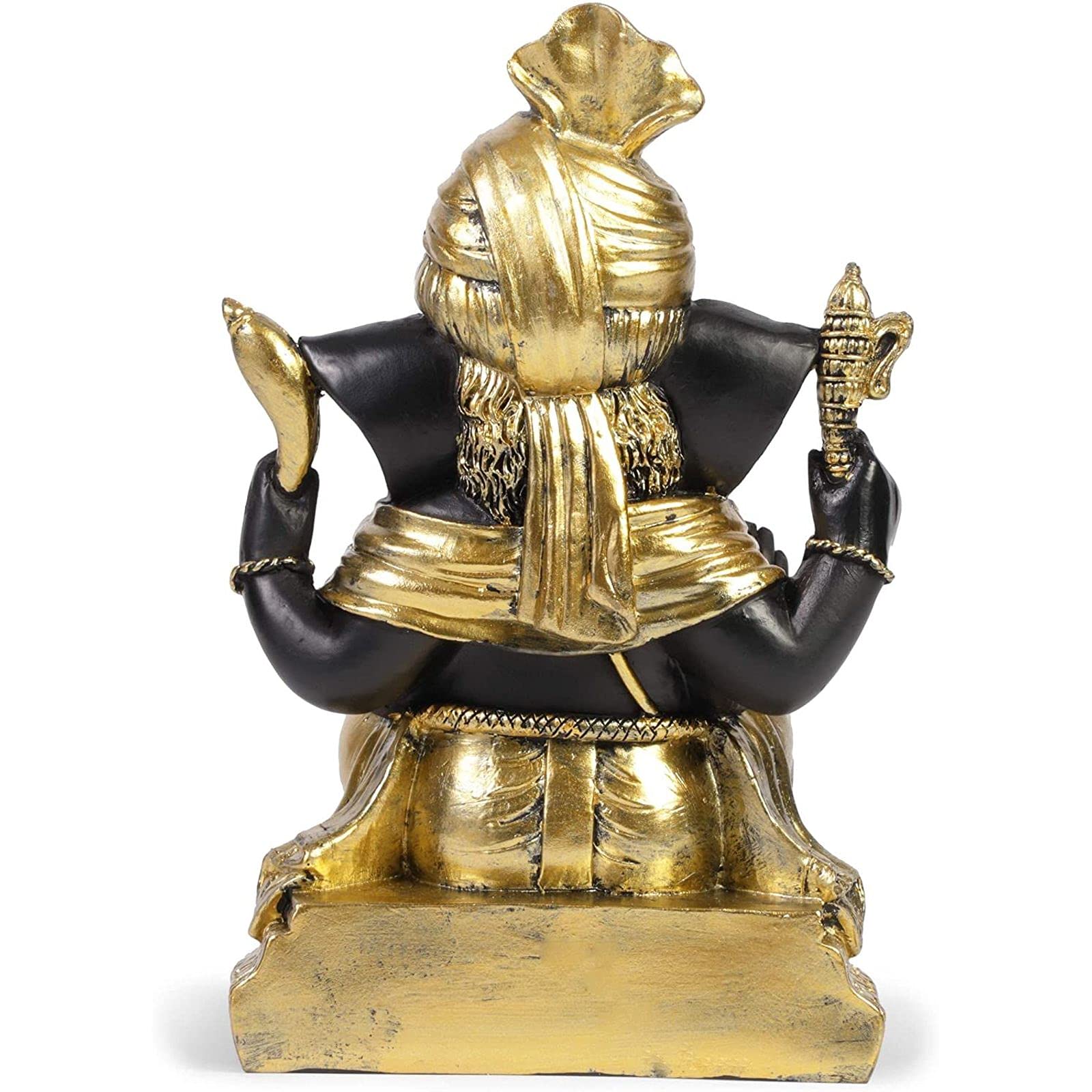 Juvale Meditating Elephant Ganesha Statue for Home and Garden (Black and Gold, 9 in)