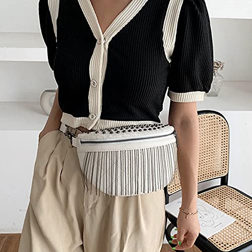 Heidi Women's Small Studs Crossbody Handbag Fashion Shell Shape Shoulder Messenger Bag (White)