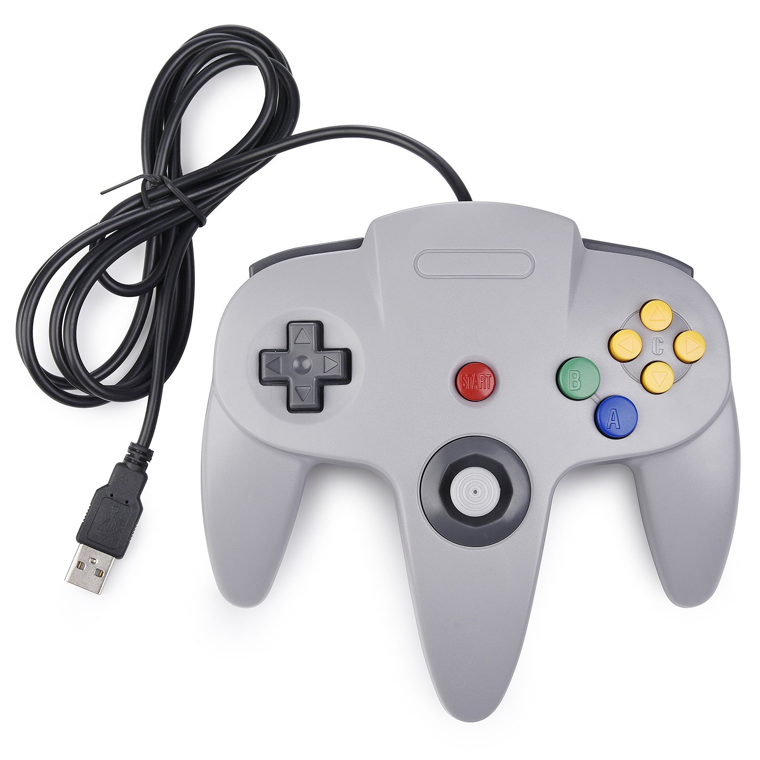 iNNEXT [USB Version] 2 Pack USB Classic Controller, USB N64 & SNES Controller Joystick for Windows PC MAC Linux Raspberry Pi 3 Sega Genesis Higan (Gray)