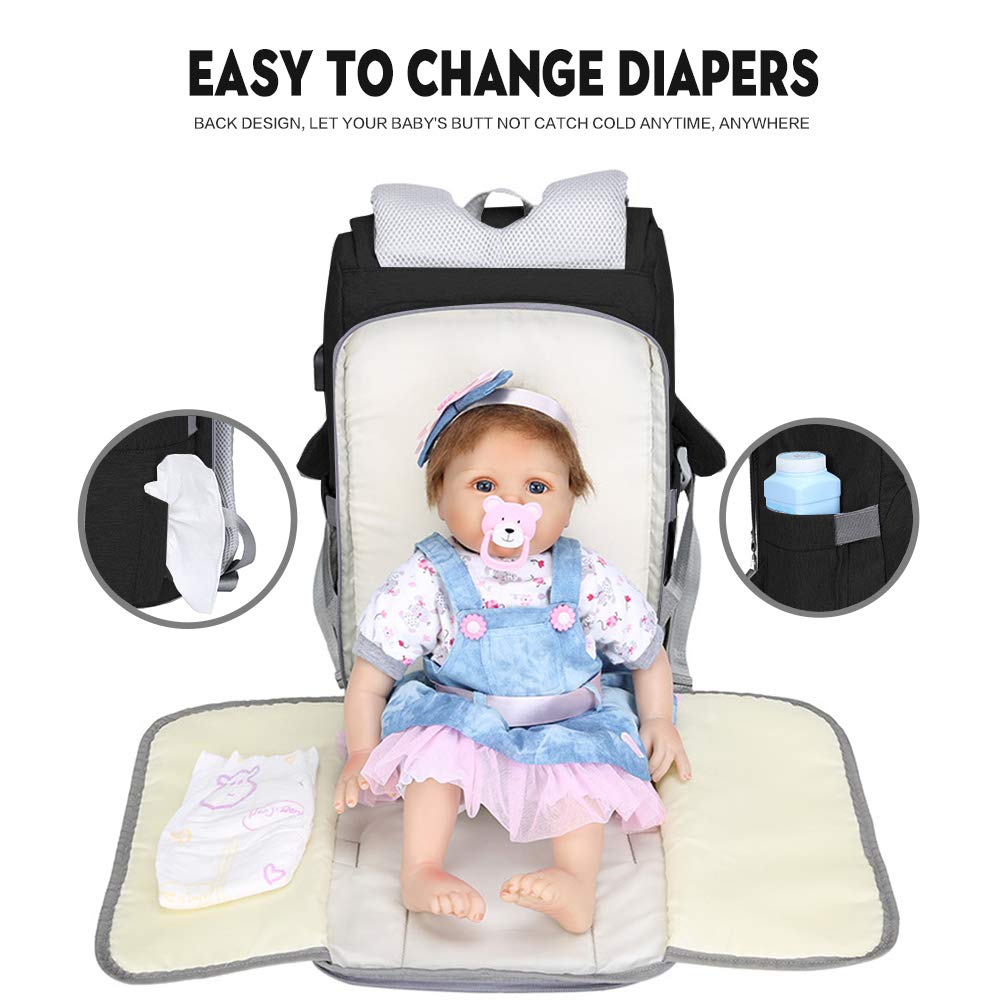 JHhomezeit Diaper Bag Backpack for Mom Dad, Large Baby Nappy Changing Bag w/Changing Pad…