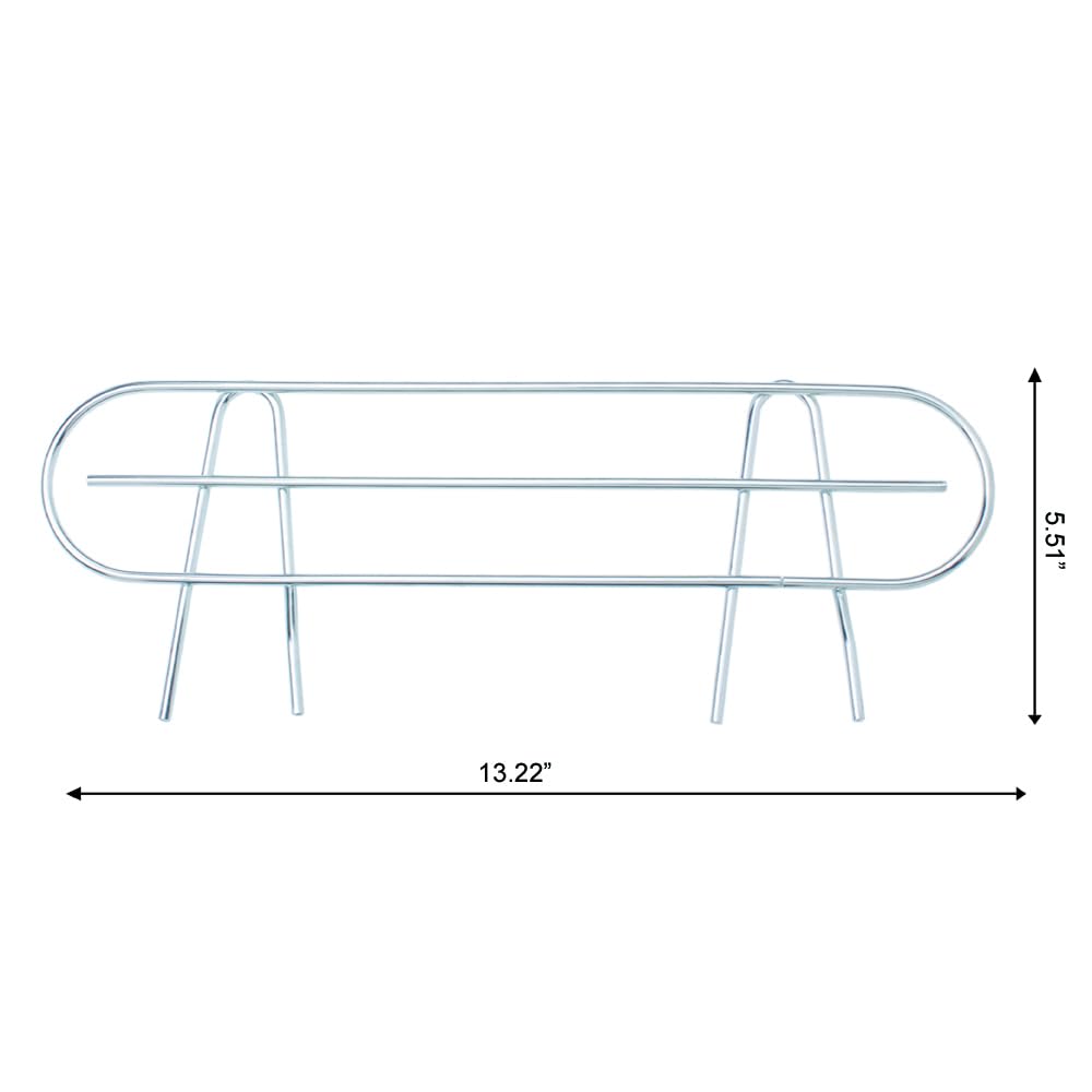 Home Storage Space 13" Length Wire Shelf Side Ledge, Fits on 16" Deep Wire Shelf, Chrome Color, 2-Pack