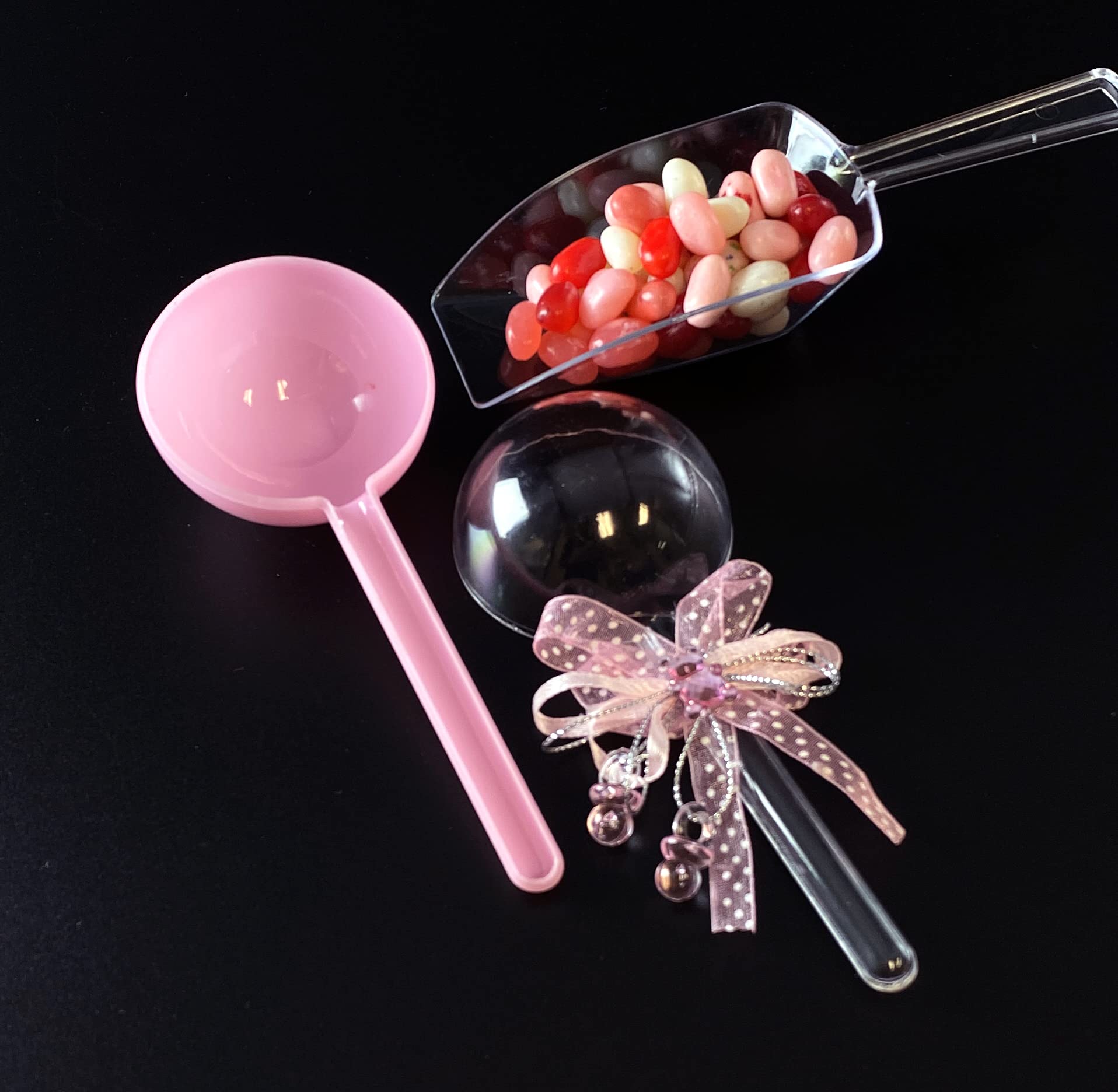 JC HUMMINGBIRD 24 Pieces Fillable Baby Rattle Party Favors, Pink with Decorative Bear & Ribbon