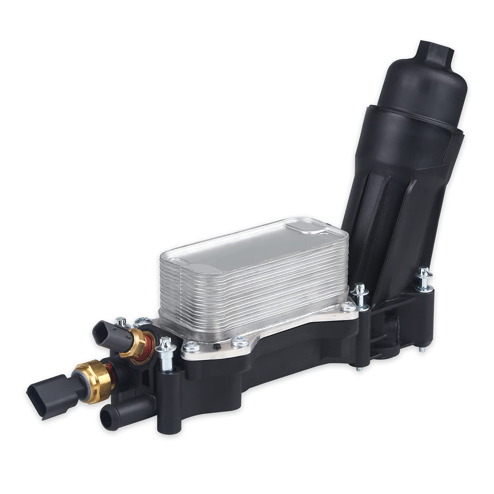 JDMON Compatible with Engine Oil Cooler Filter Adapter Housing Assembly Dodge Ram Jeep 3.6L V6 Chrysler 2014-2018 Oil Filter Housing & Cooler Assembly Replaces 68105583AF 68105583AE 68105583AA