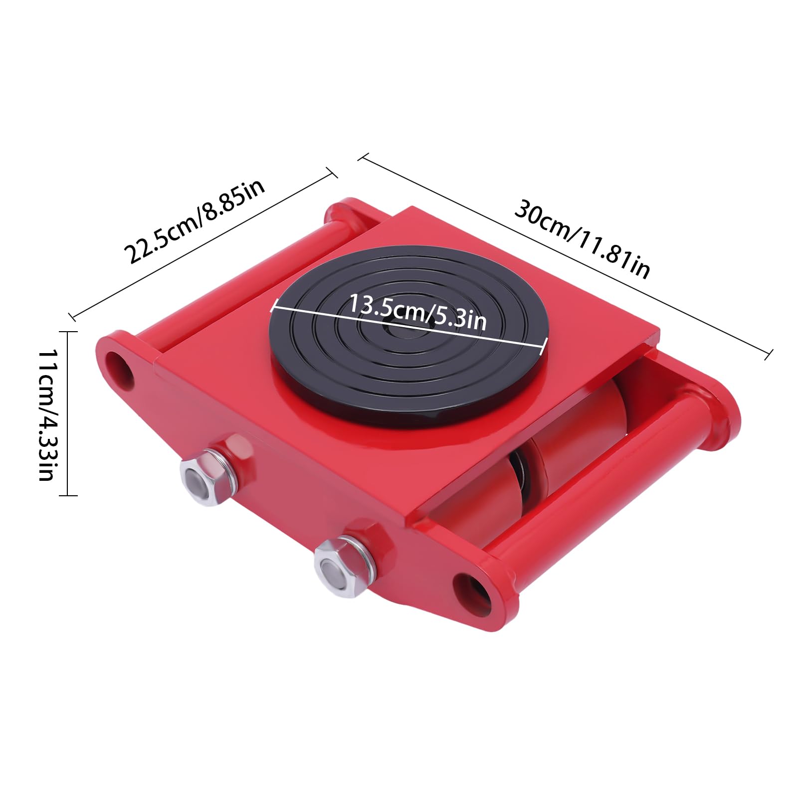 Industrial Machinery Mover,6T/13200lbs Heavy Duty Machine Dolly Skate for Industrial Moving Equipment,Machinery Roller Mover Cargo Trolley with 360°Rotation Cap and 4 PU Anti-Slip Rollers (Red)