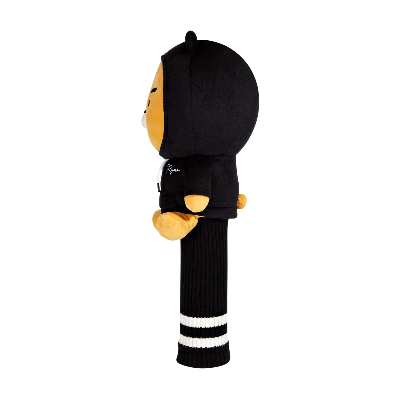 KAKAO FRIENDS GOLF Black Hoodie Driver Head Cover, Character Golf Club Cover, Soft Microfiber Cover, with Golf Tee Holder (Ryan)