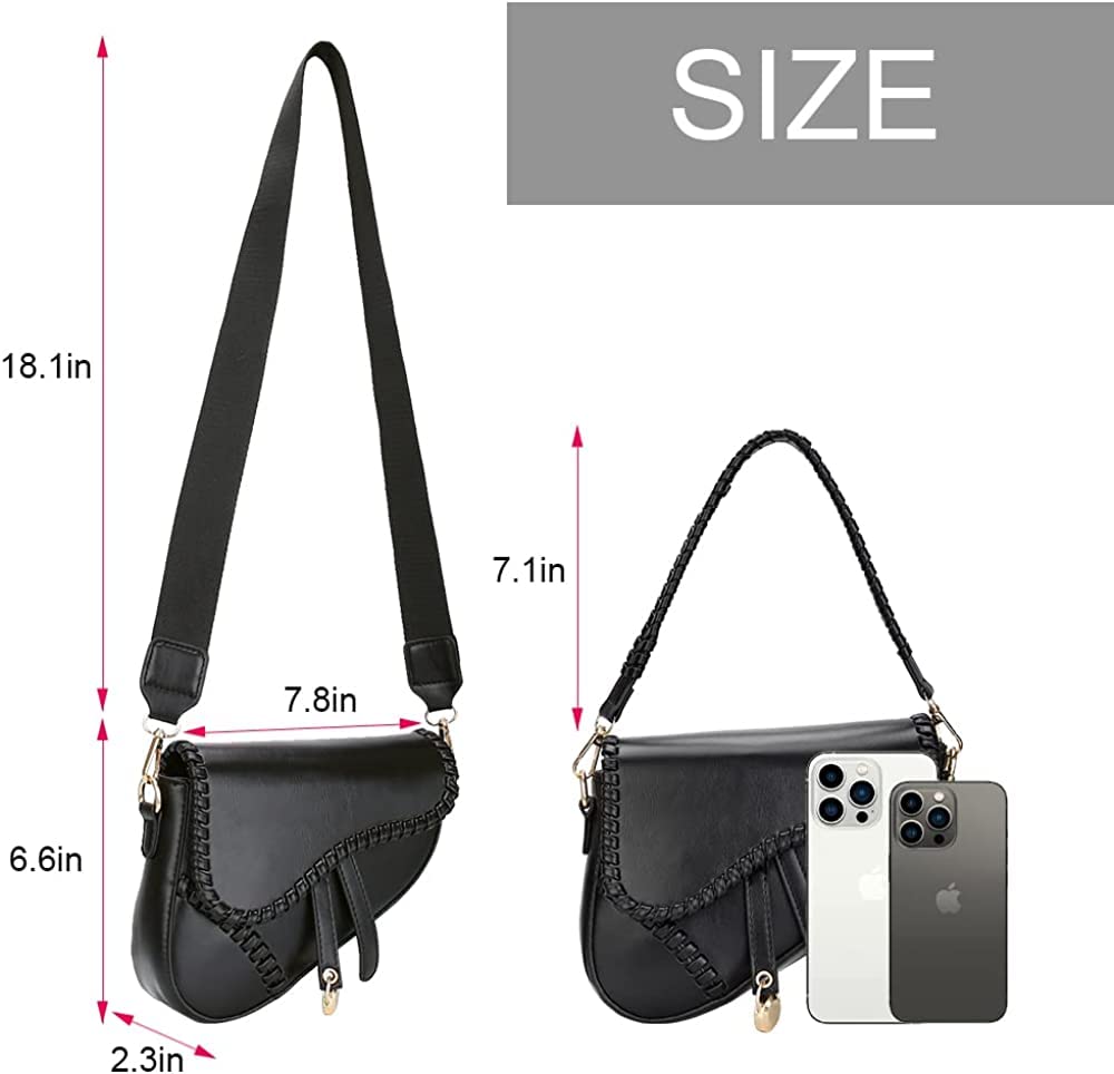 JBB Women Saddle Shoulder Bag Knit Underarm Crossbody Bag Vintage Satchel Handbag small Purse