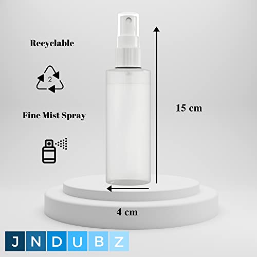 JND Plastic Spray Bottle Fine Mist 4 Oz β Refillable, Reusable, Portable Sprayer, Travel Size, Leak Proof for Household Use, Essential Oil, Cleaning Solution and Perfume (2 Pack, 120 ml)β¦
