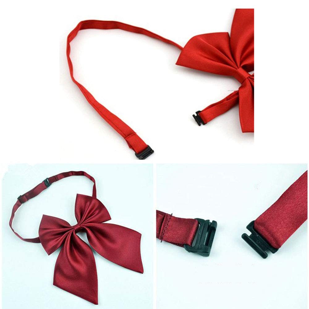 hwojjha Women's Solid Color Bow Tie School Student Sailor Suit Bowknot Adjustable Ribbon (red)