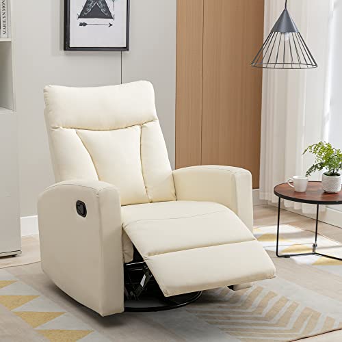 JC HOME 360 Wide Manual Rocker Swivel Footrest Glider&Swivel Recliner, White