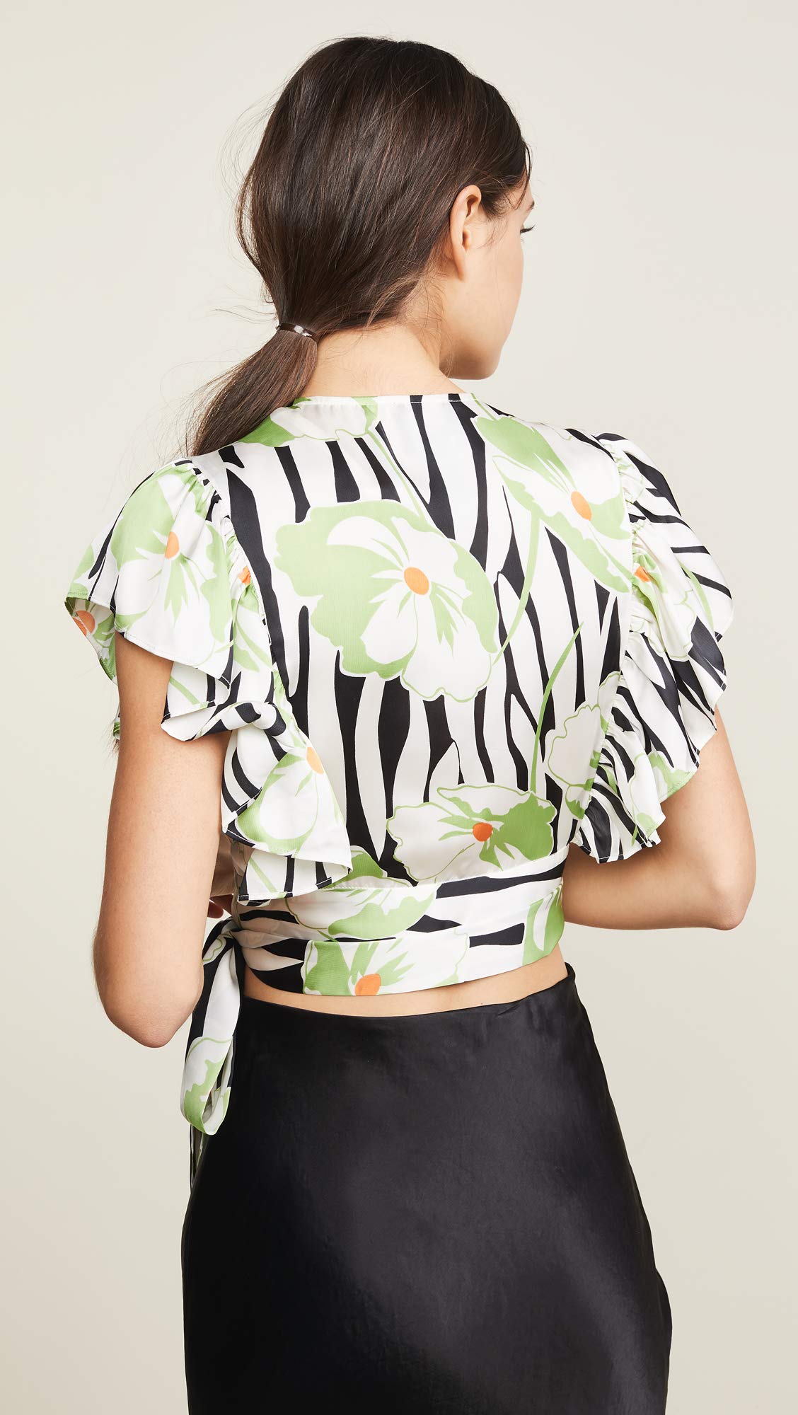 Jill Jill Stuart Women's Tropical Wrap Top, Green Multi, Large