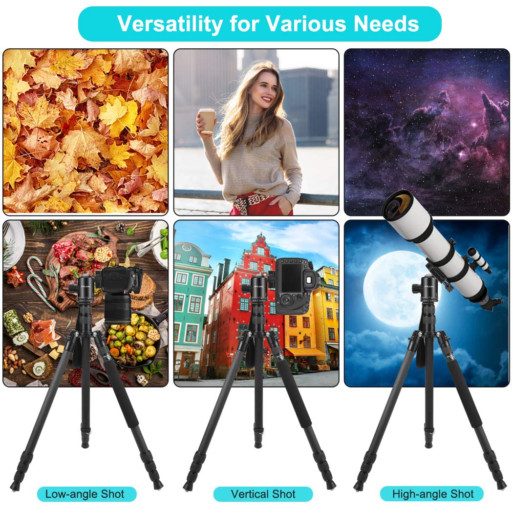 JOILCAN 81" Carbon Fiber Camera Tripod,Professional Tripod Monopod with 360 Degree Ball Head and Carrying Case for Travel and Work Load up to 35Ibs