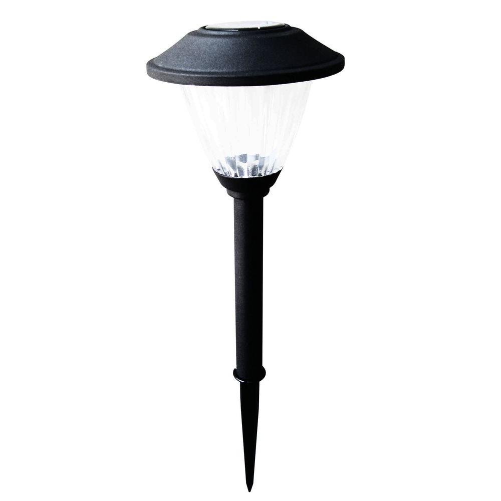 Hampton Bay Textured Black Solar LED Pathway Light Set (8-Pack)