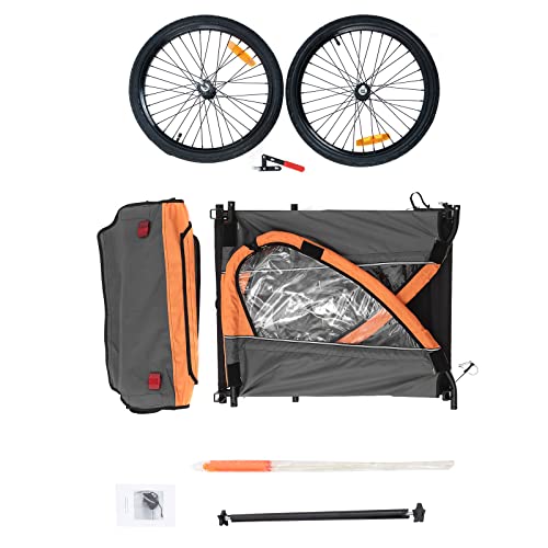 LIBOOI 2 Seat Bicycle Trailer, Foldable Bike Trailer Jogger Bike Cargo Trailer