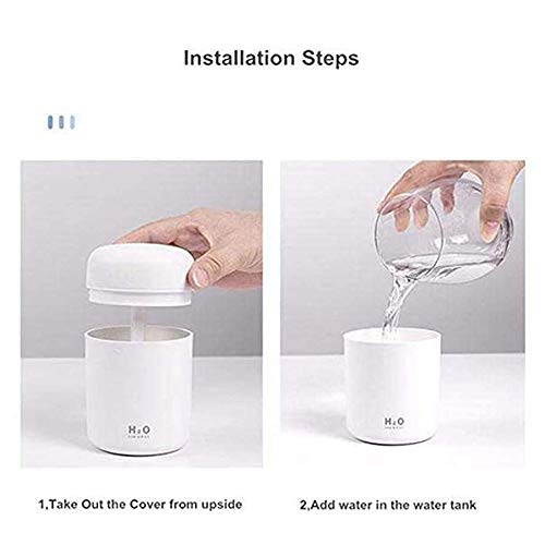 Kamon 300ml Mini Ultrasonic Cool Mist Humidifier, 7 Color LED Night Light, 2 Mist Mode, Auto Shut-Off for Car, Home, Office, Travel (Grey)