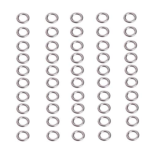 kaaka 50Pcs Fishing Solid Stainless Steel Snap Split O-Ring Inner Diameter 4/4.8/6/7/8mm Lure Fishing Tackle Connected Accessory L